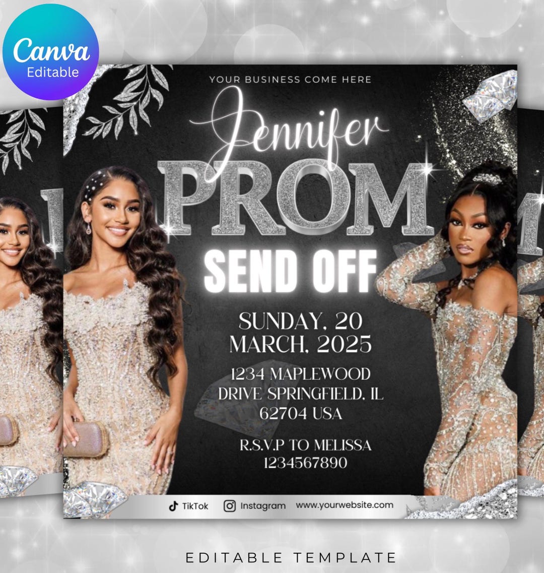 Editable Prom Send off Flyer, Canva Template (1080x1080px) (digital ...