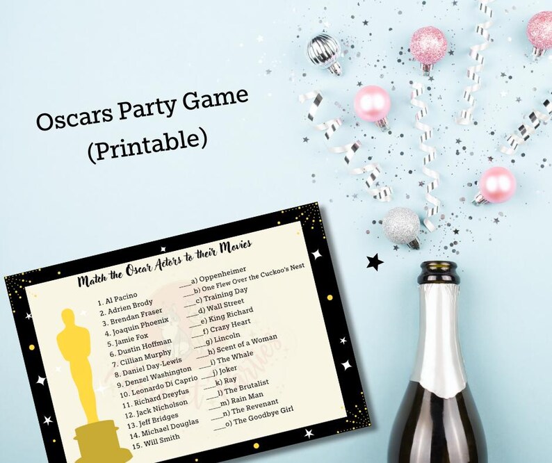 Oscars Trivia Game Printable: Match the Oscar Actors for Awards Night ...
