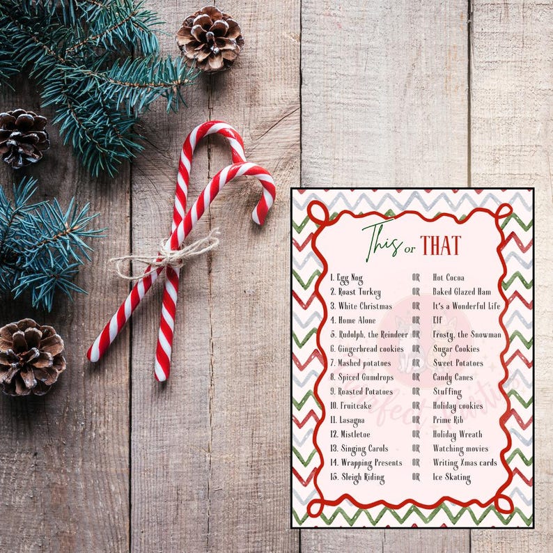 Christmas This or That Game Printable, Holiday Party, Christmas ...