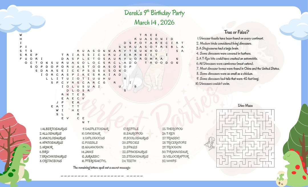 Dinosaur Activity Mat Printable, Editable Canva Dino Games With Word ...