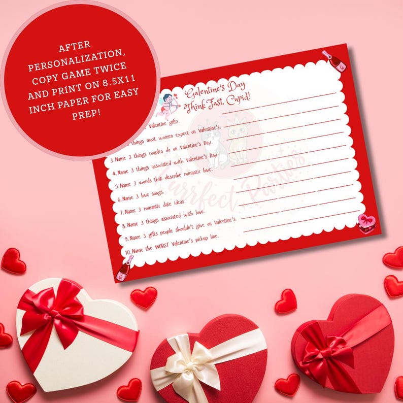 Valentine's Day Party Game Printable, Think Fast Cupid Game for Adults ...
