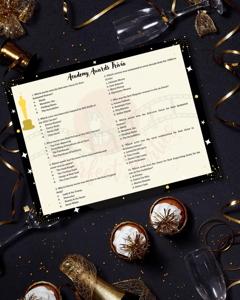 Oscars Trivia Game 2026 | Multiple Choice Printable | Editable Canva ...