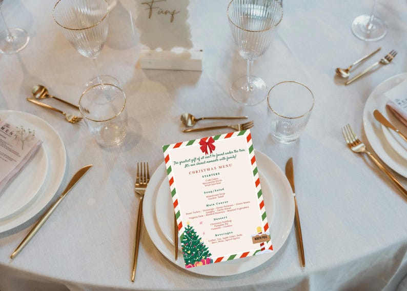 Festive Christmas Dinner Menu Template | Holiday Party Printable (PDF ...