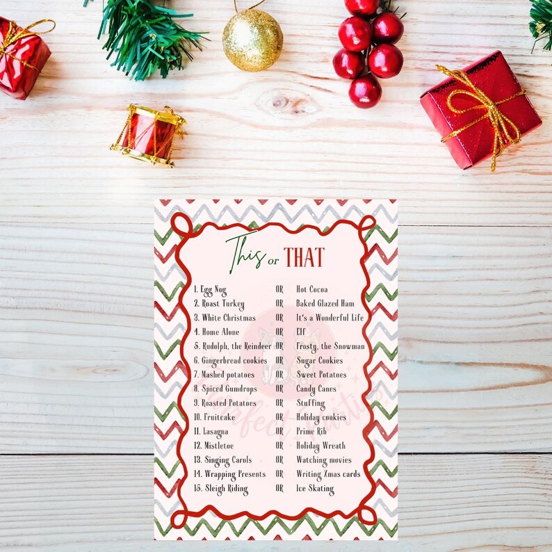Christmas This or That Game Printable, Holiday Party, Christmas ...