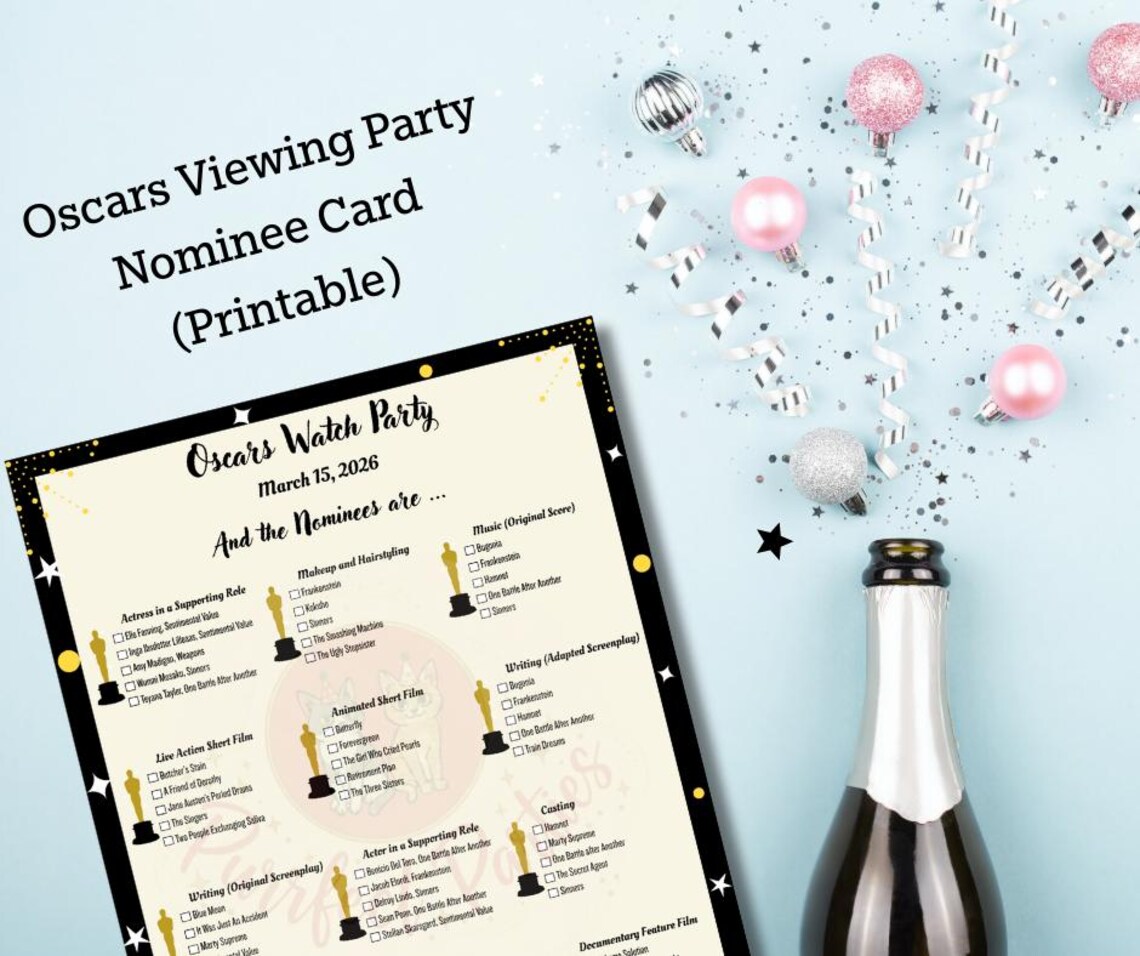 2026 Oscars Nomination Ballot | Elegant Watch Party Game (editable ...