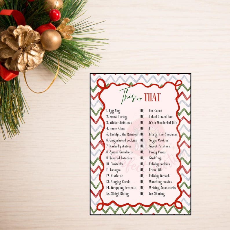 Christmas This or That Game Printable, Holiday Party, Christmas ...