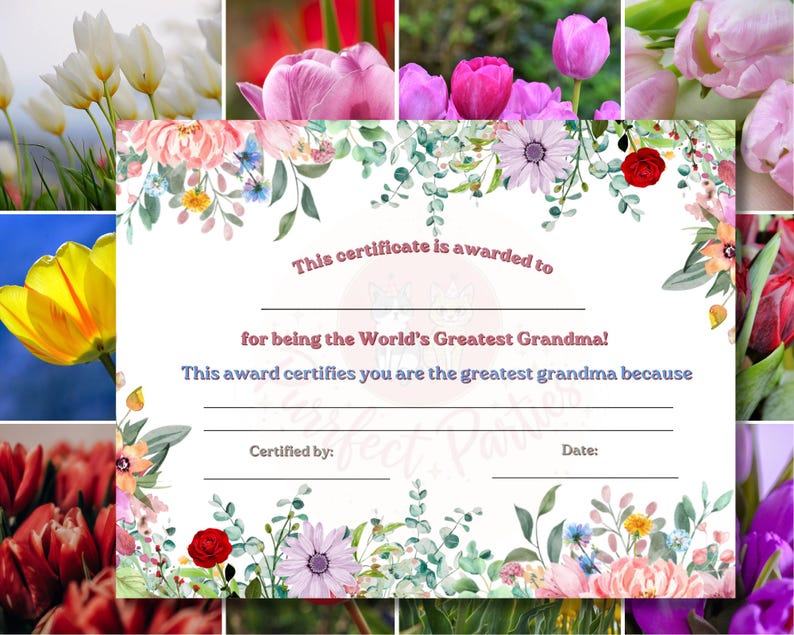 Mothers Day Award Certificate for Grandma, Editable Canva Template ...