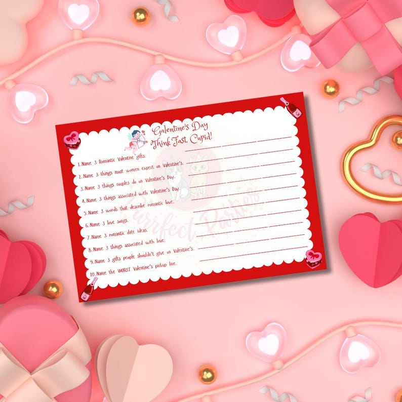 Valentine's Day Party Game Printable, Think Fast Cupid Game for Adults ...