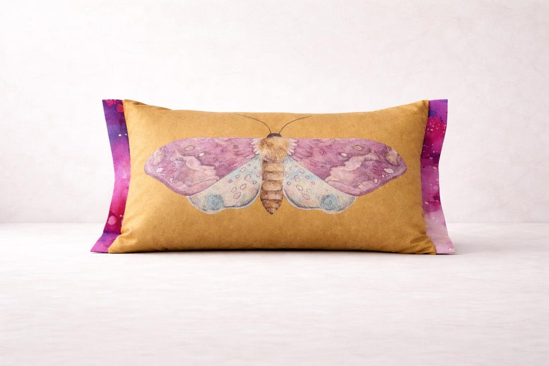 Aurora Moth Pillow Cover: Gold Velvet, Boho Home Decor - Etsy