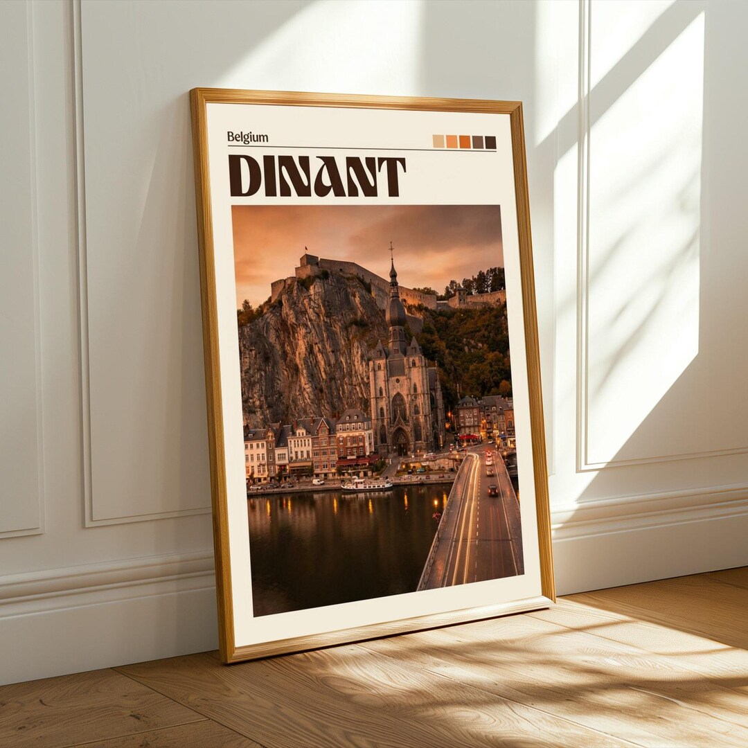 Dinant Art Print – Vintage Inspired, Cathedral and Citadel, Brown Tones ...