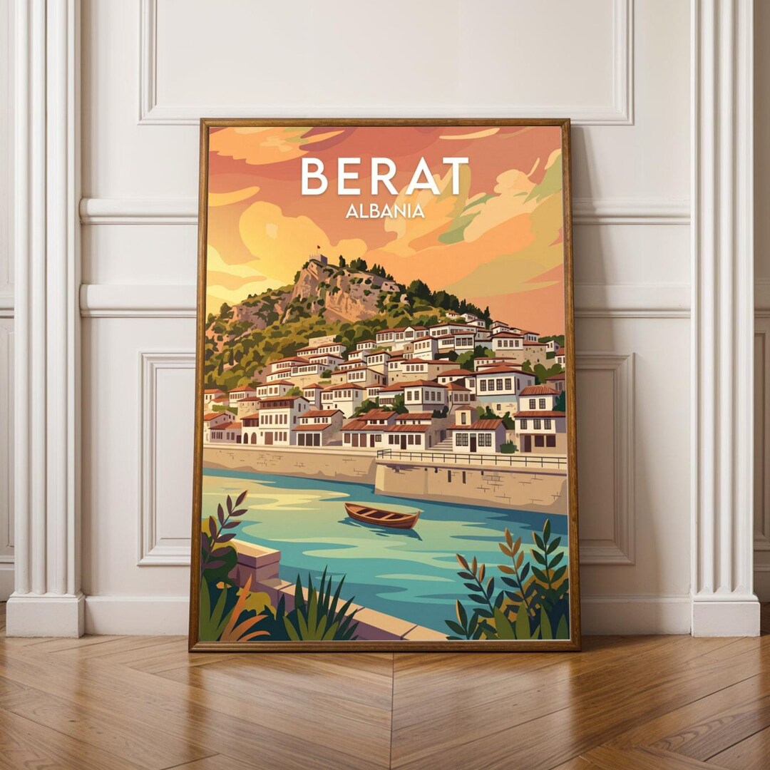 Berat Poster - Modern Vector Flat Design, Orange and Teal - Etsy UK