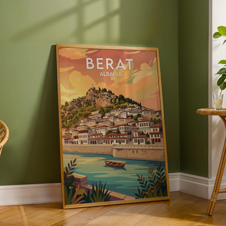 Berat Poster - Modern Vector Flat Design, Orange and Teal - Etsy UK