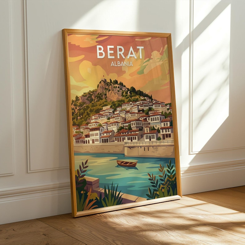 Berat Poster - Modern Vector Flat Design, Orange and Teal - Etsy UK