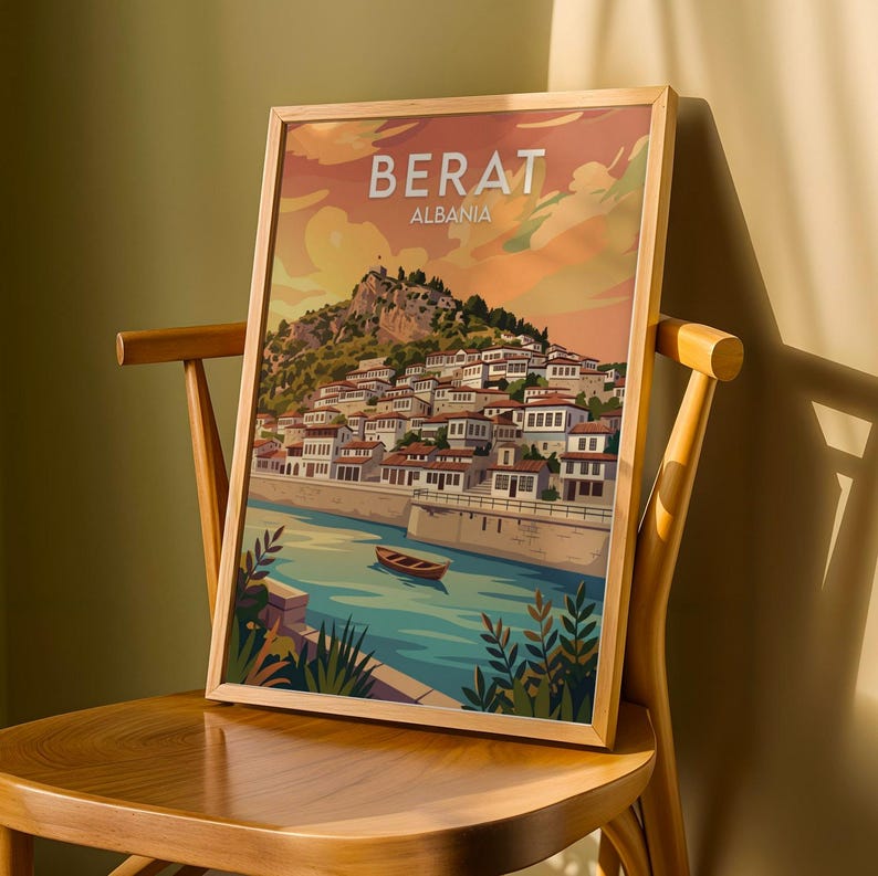 Berat Poster - Modern Vector Flat Design, Orange and Teal - Etsy UK