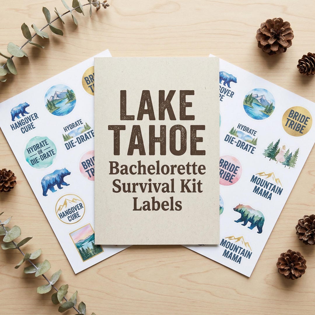 Editable Lake Tahoe Bachelorette Labels, Printable Survival Kit Welcome ...