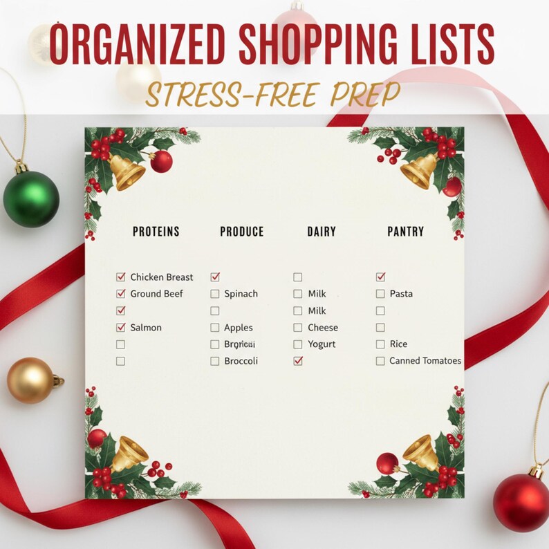 Holiday Meal Plan Printable PDF | Christmas Dinner Recipes & New Year ...