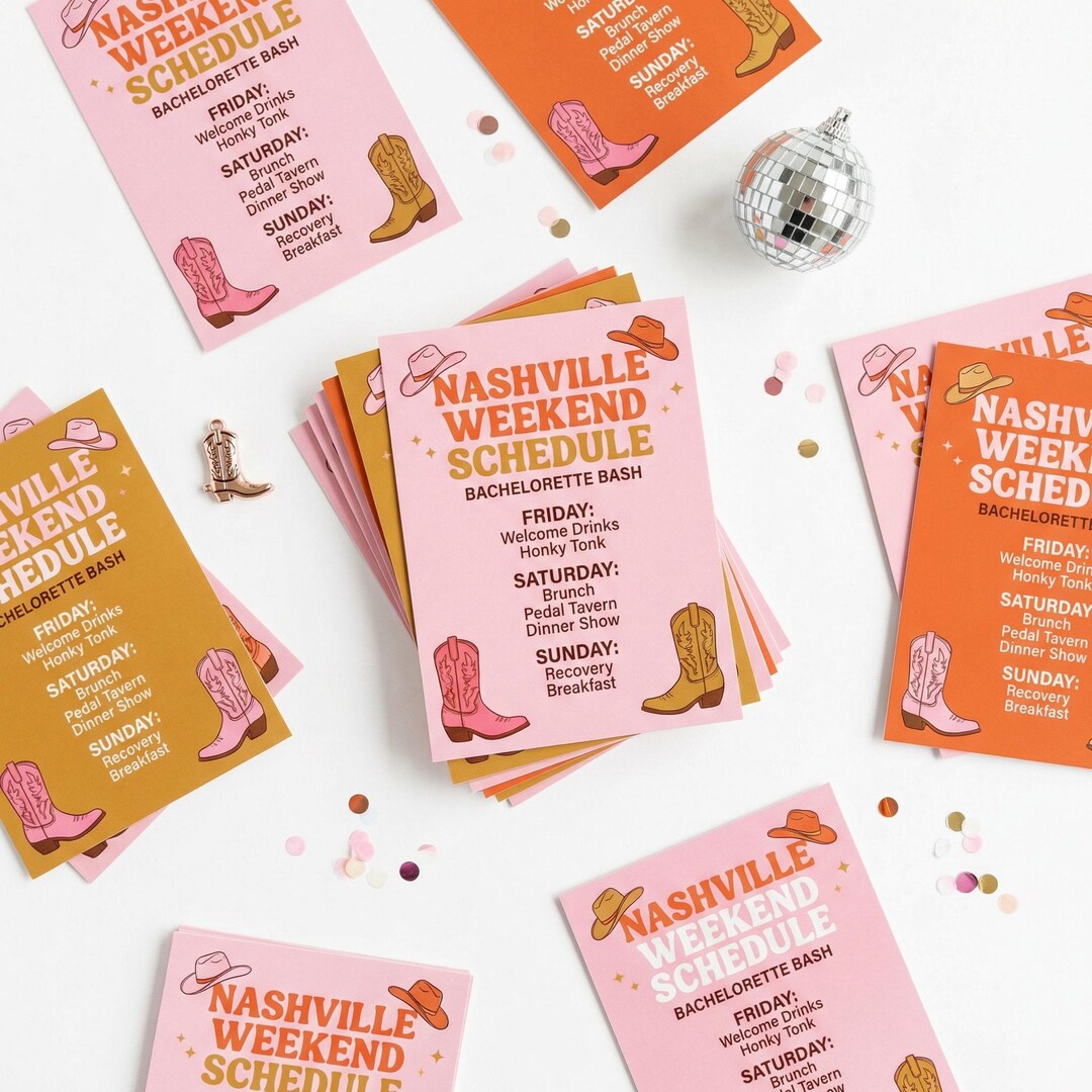 Nashville Weekend Schedule Printables, Bachelorette Planning Worksheets ...