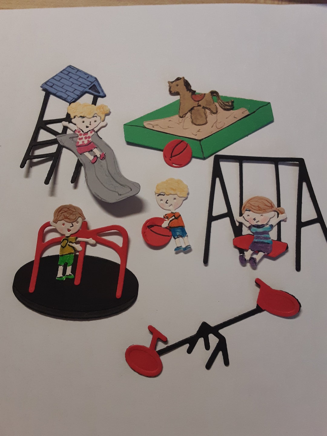Kid's Playground Die Cut, Die Cut, Machine Cut Die, Scrapbook Die Cut ...