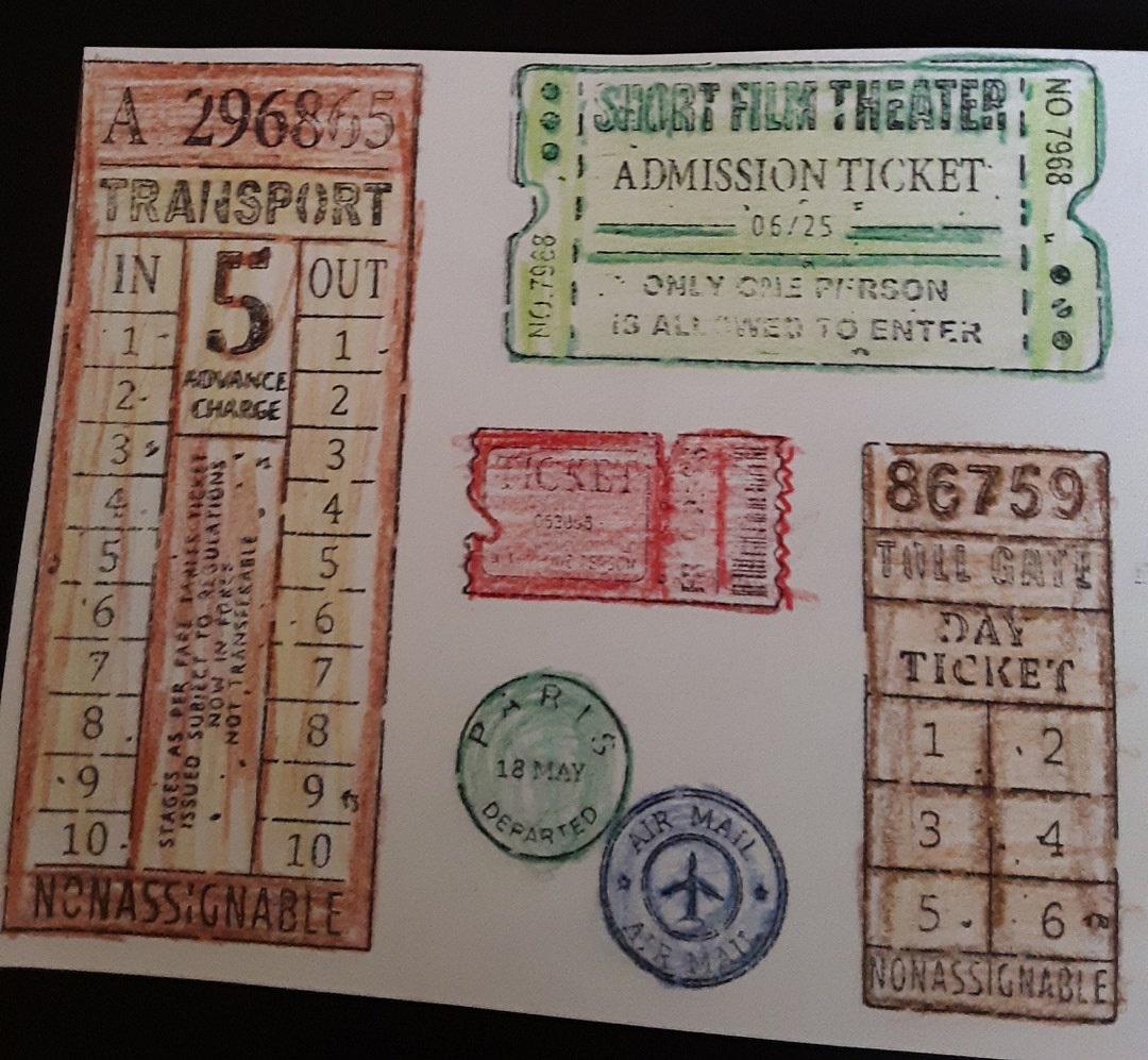 Travel Tickets and Stubs Clear Acrylic Stamps, Craft Stamps, Cardmaking ...