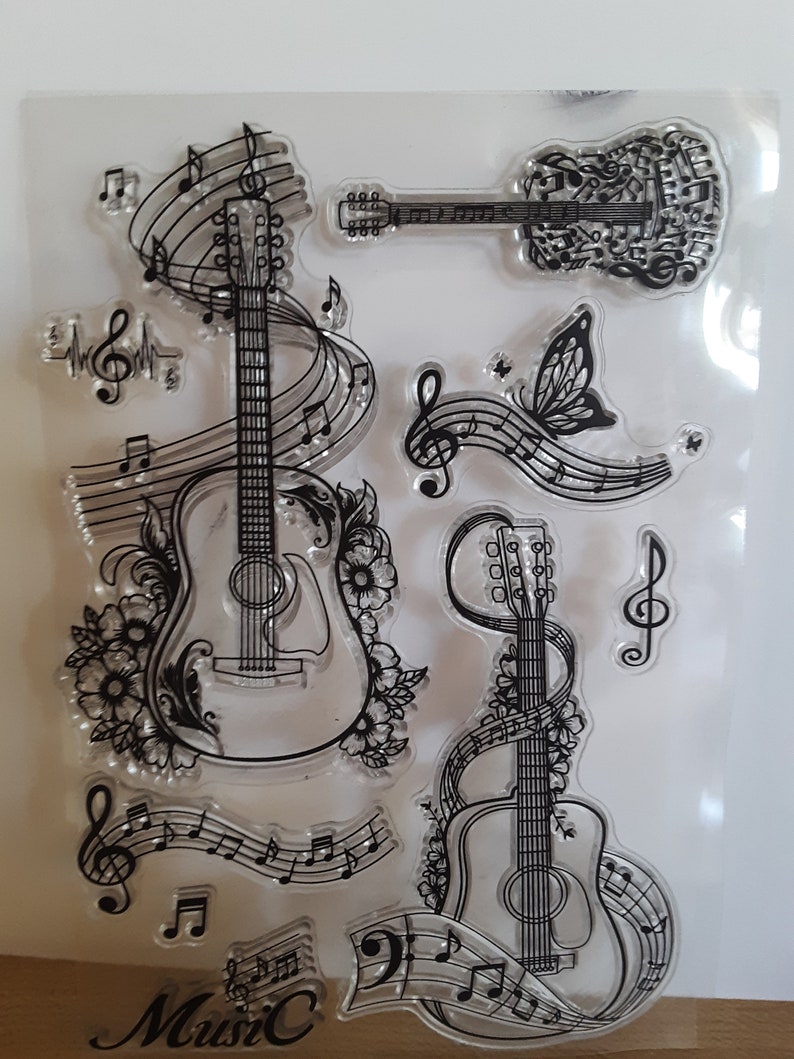 Guitar Music Clear Acrylic Stamps, Craft Stamps, Cardmaking Stamps ...