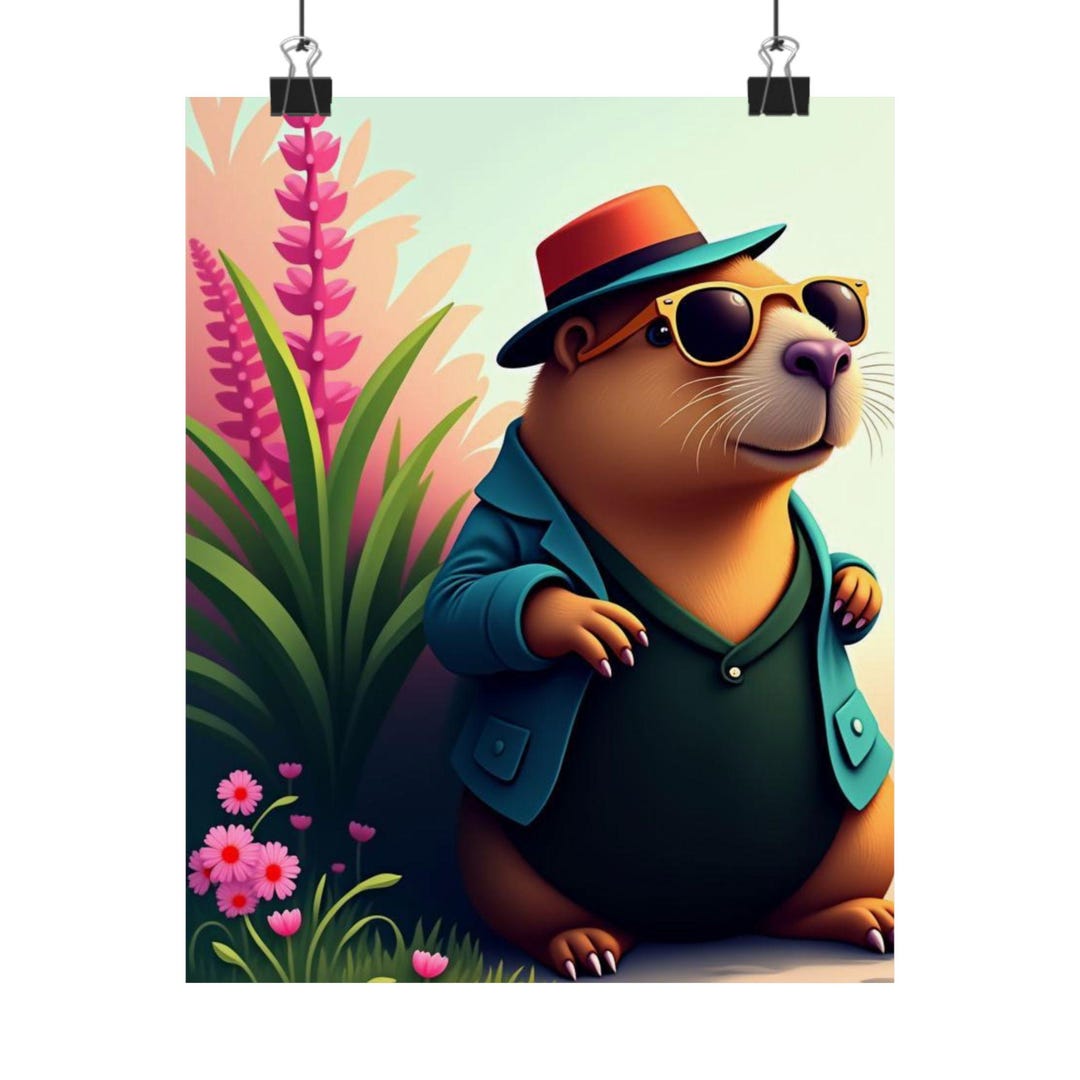 Cute Capybara Poster, Matte Poster, Vertical Wall Art, Animal Lover ...