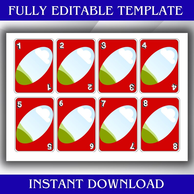 Editable Uno Card Template, Printable Personalized Playing Cards (canva ...