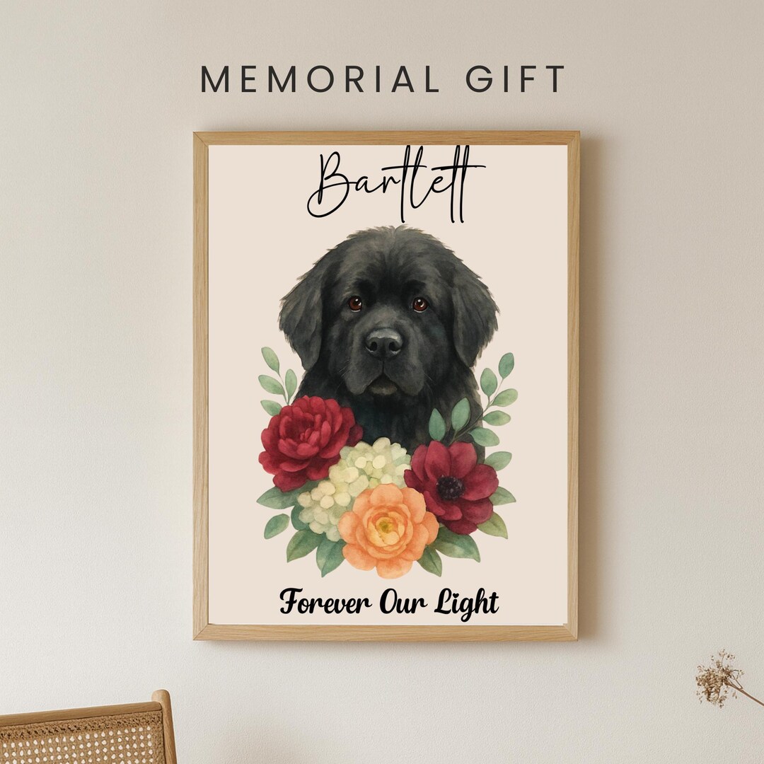 Custom Watercolor Pet Memorial Portrait: Newfoundland Dog Angel Art ...