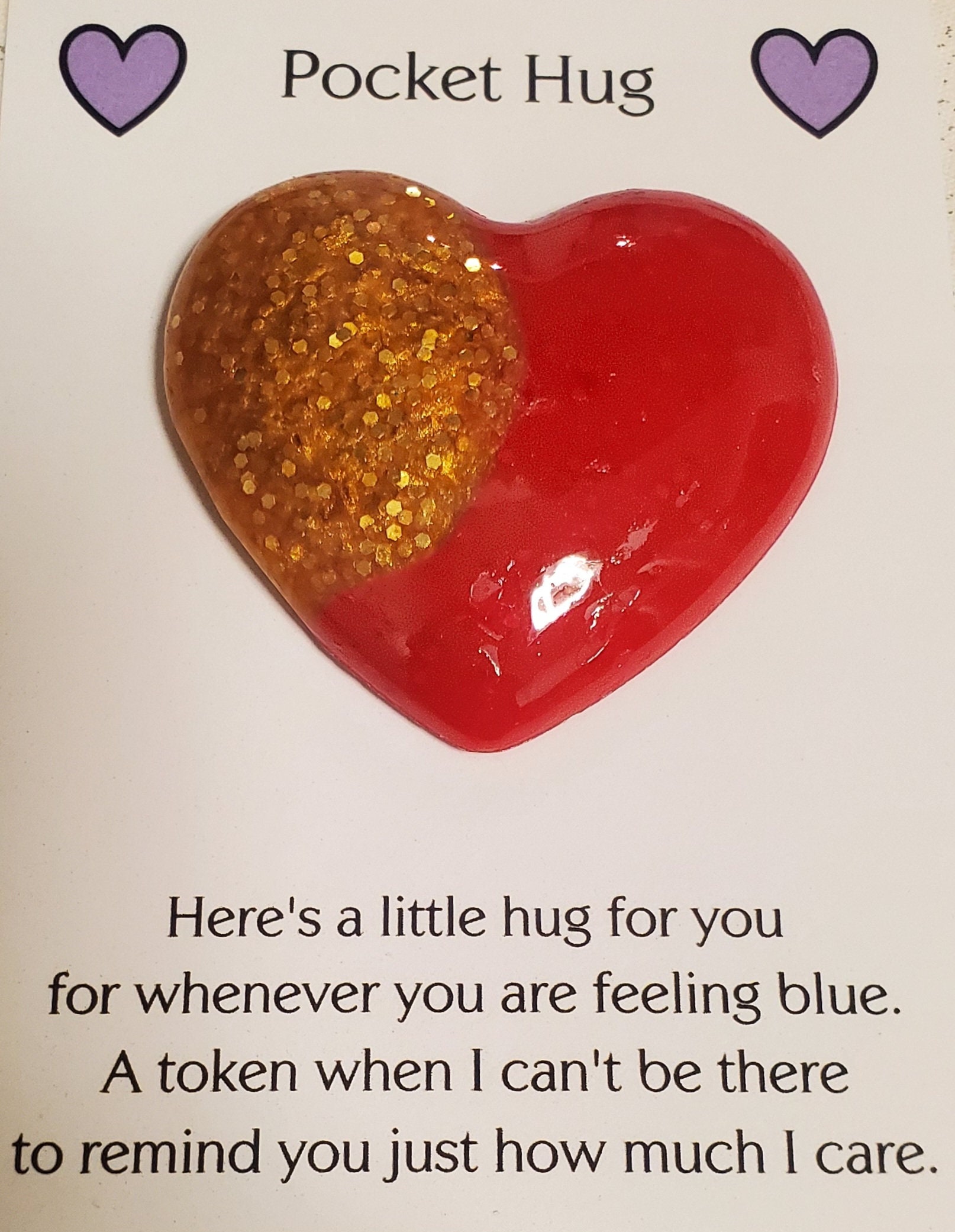 Resin Heart 2 Pocket Hugs, Various Colors and Styles With Optional ...