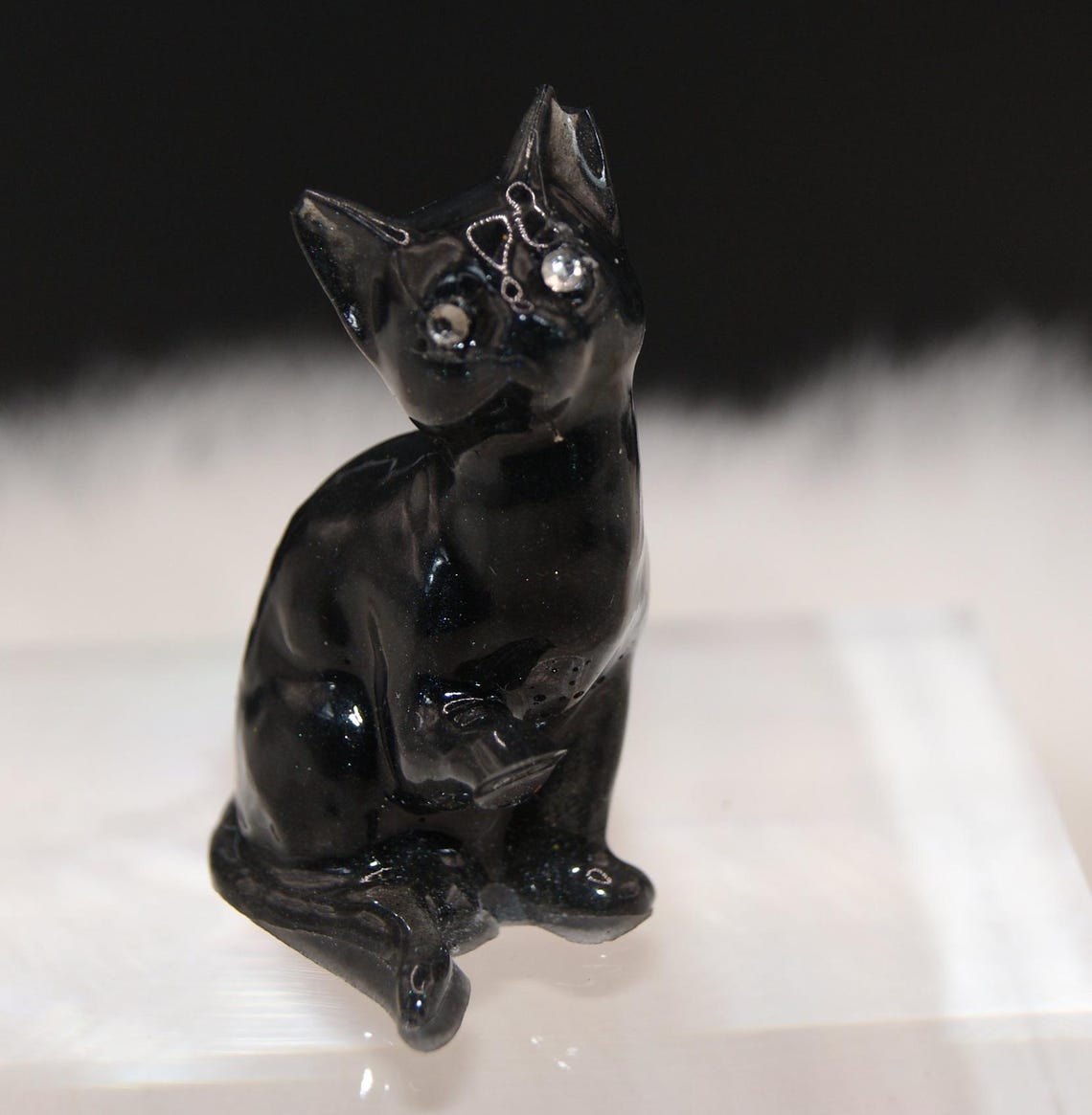 Cute Black Bombay Tabby Kitty Cat Resin Garden Home Decoration Statue ...