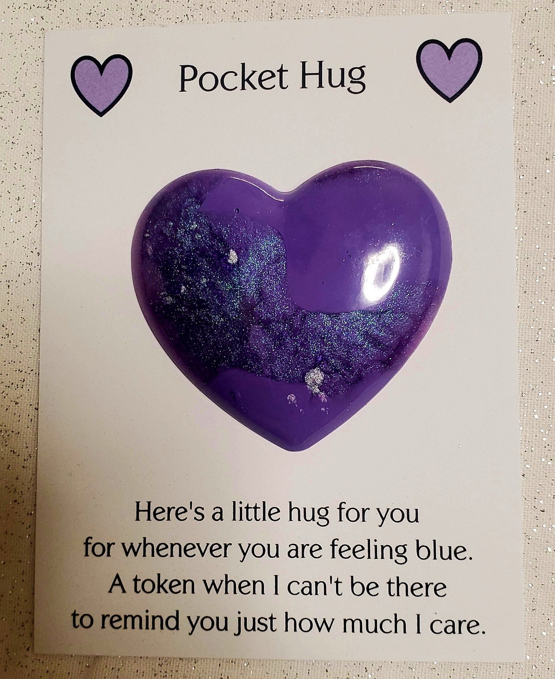 Resin Heart 2" Pocket Hugs, Various Colors and Styles With Optional ...