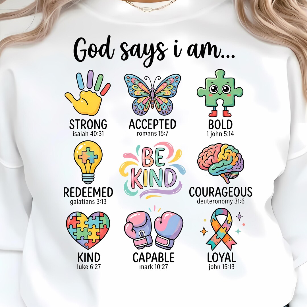 God Says I Am PNG Autism Awareness Design, Neurodiversity Acceptance ...