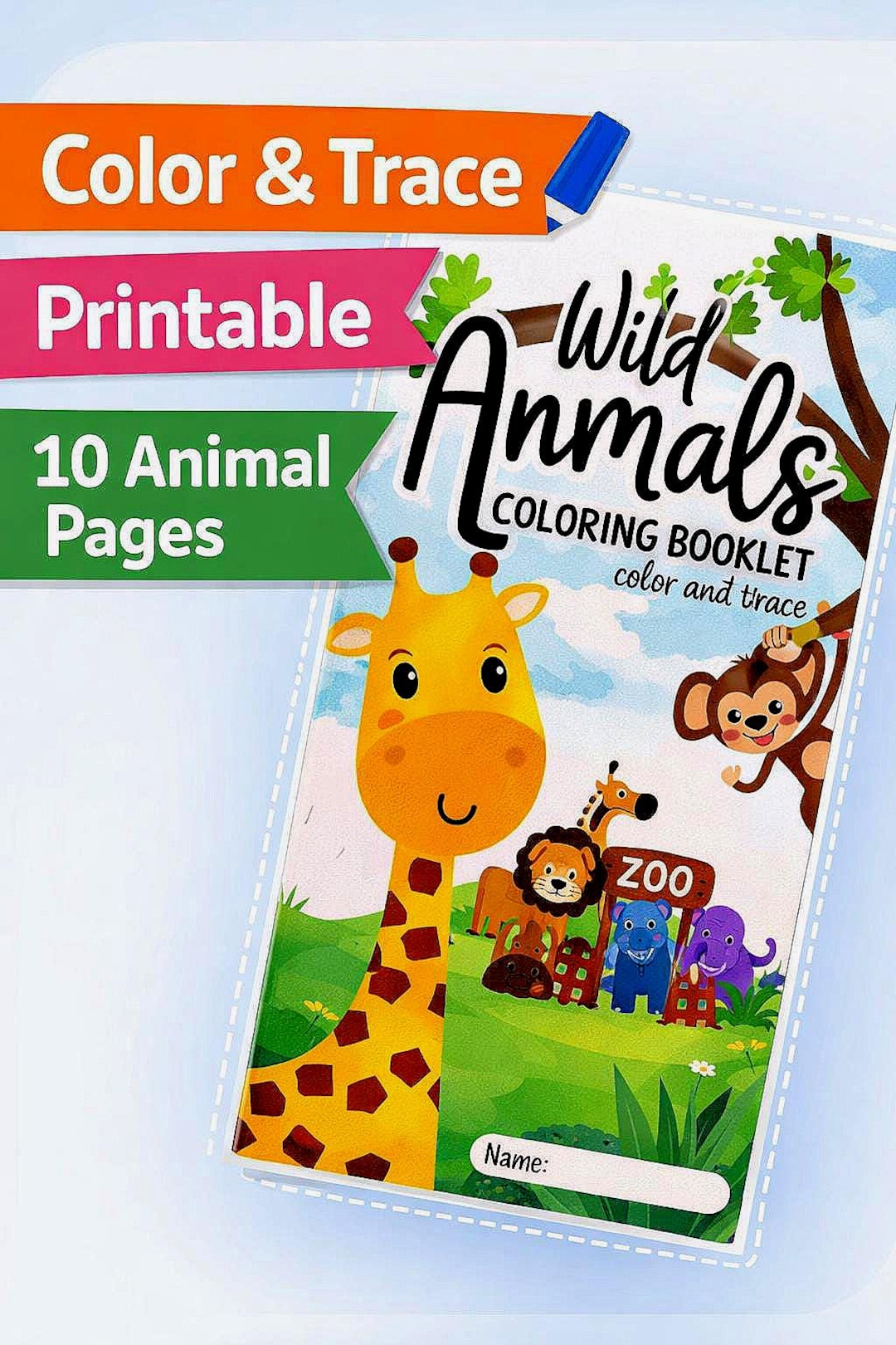 Animal Coloring Book Printable for Kids - Etsy