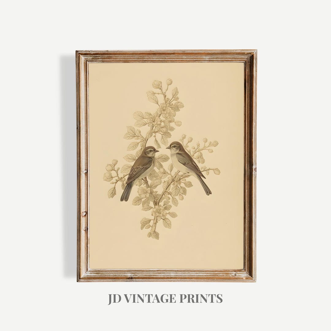 Bird Printable Wall Art, Vintage Botanical Birds Print, Minimalist ...