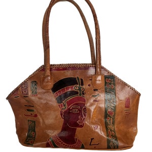 Nefertiti Leather Handbag, Leather Egyptian Purse, Ancient Egypt ...