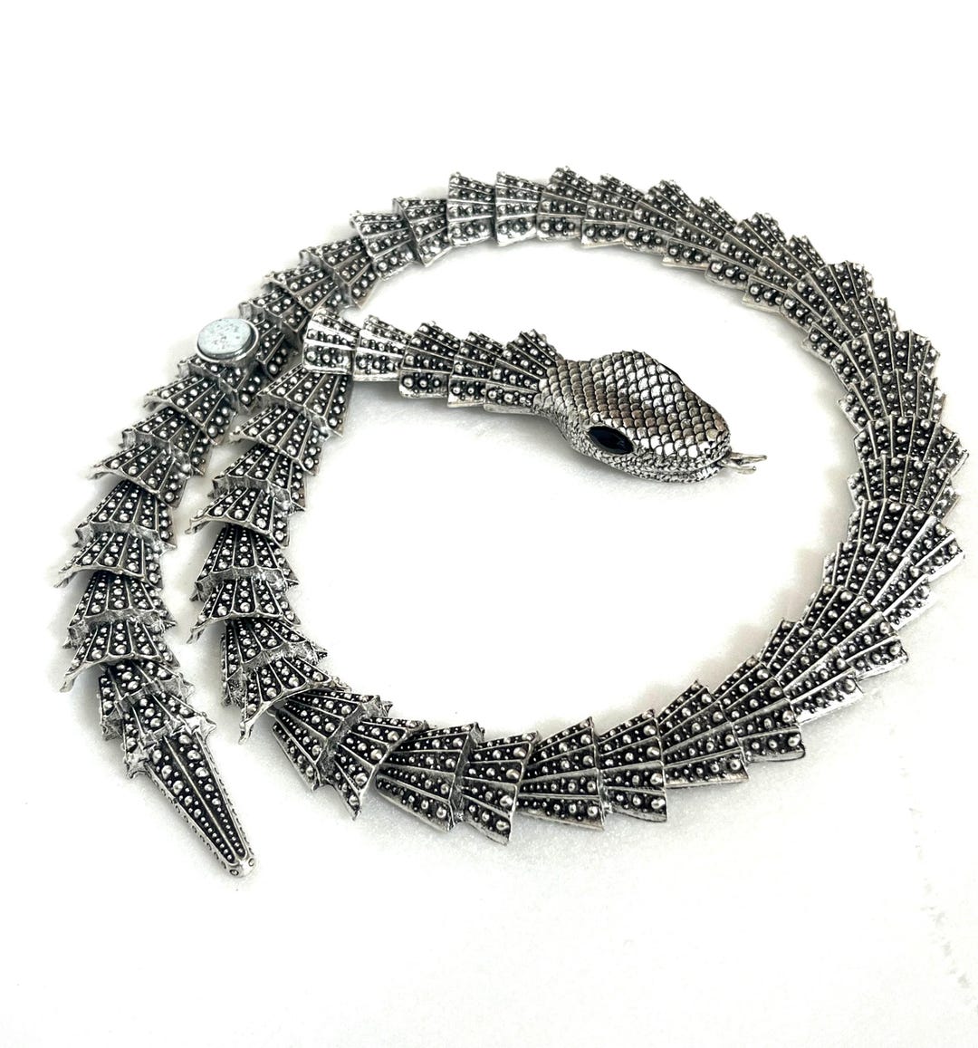 RARE Snake Necklace, Silver Serpentine Segmented Silver Serpent Choker ...