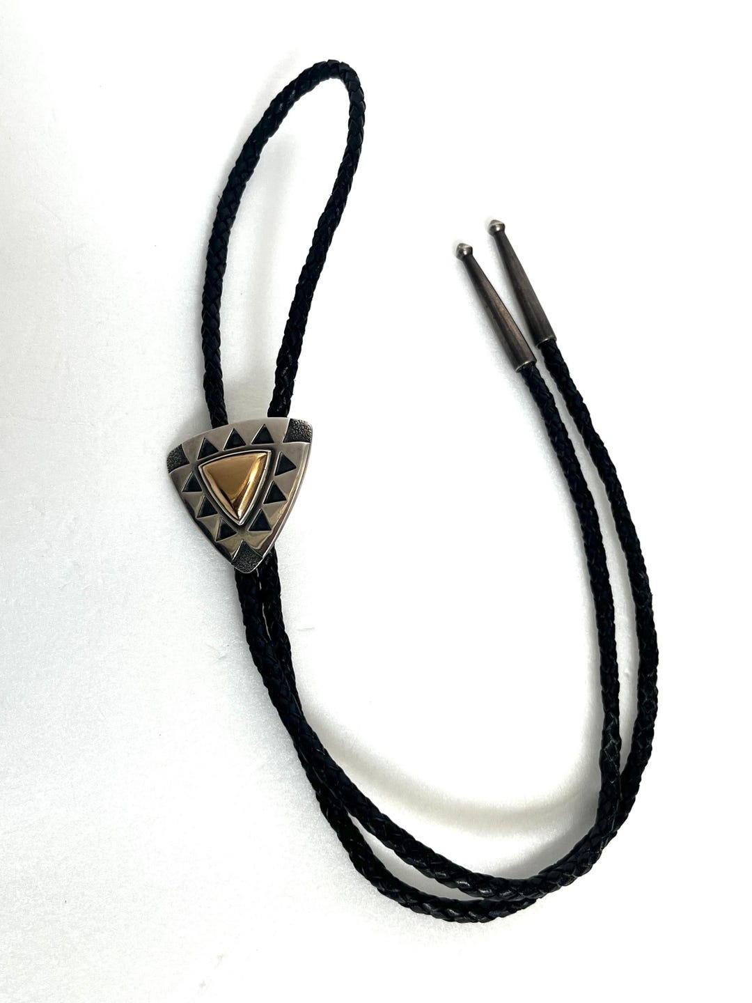RETIRED JAMES AVERY Bolo Tie, 14K Gold & Sterling Silver Triangle Slide ...