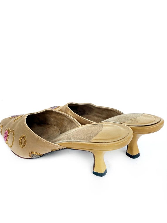 Vintage Silk Beaded Mules, Evelyn Paul Paris Heels, S… - Gem