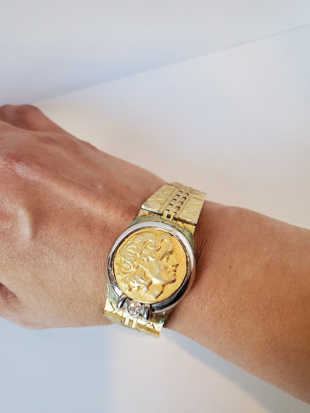 Gold Coin Bracelet, Watch Bracelet, Greek Coin Bracelet, Serpentine ...