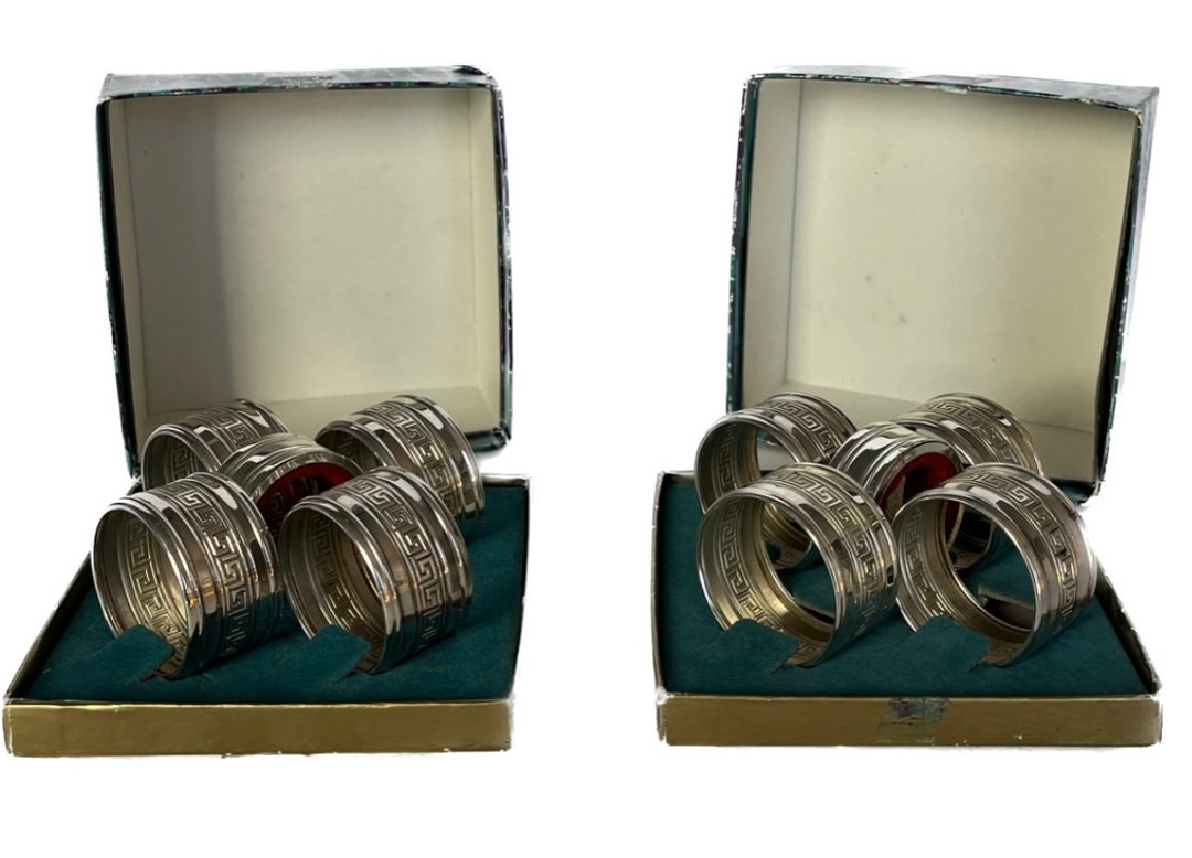 Greek Key Silver Plated Napkin Rings, Vintage Silver Napkin Rings ...