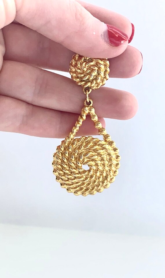 Vintage earrings, gold tone earrings, rope earrings, … - Gem