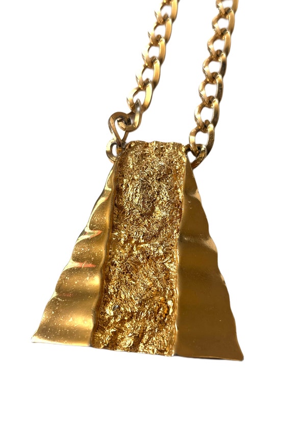 Gold Pyramid Nugget Necklace, Gold Pendant Necklace, … - Gem