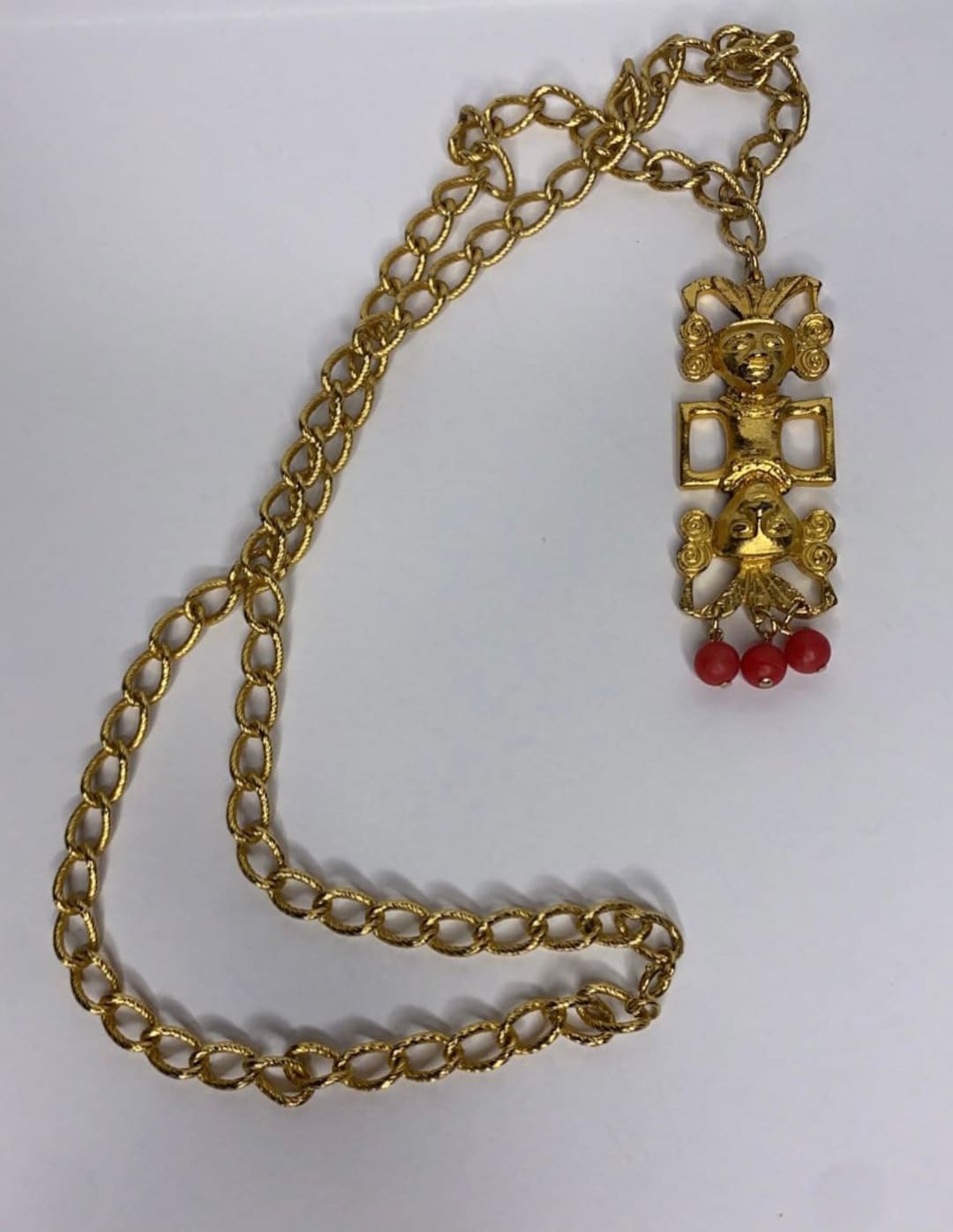 Vintage Aztec and Bead Dangle Long Necklace, 1960's - Etsy