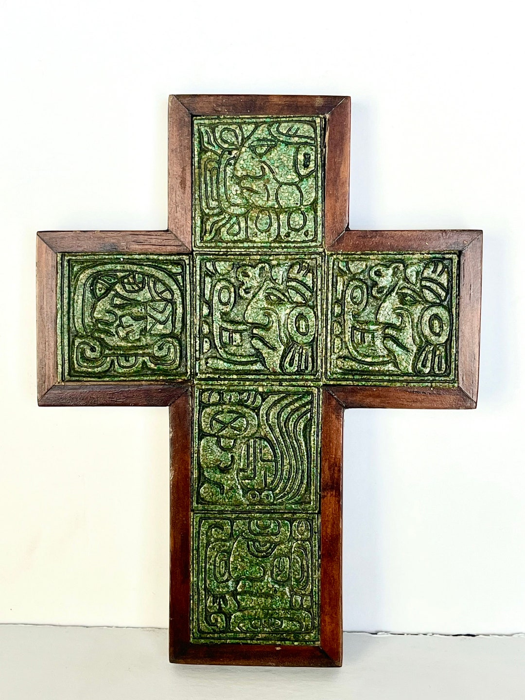 Aztec Wood Cross, Wooden Cross, Aztec Decor, Cross Wall Hanging ...