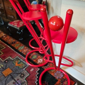 Postmodern Bar Stools, Mid Century Red Bar Stools, Red Stools, Abstract ...
