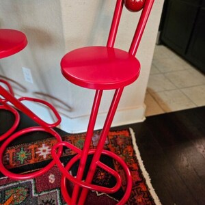Postmodern Bar Stools, Mid Century Red Bar Stools, Red Stools, Abstract ...
