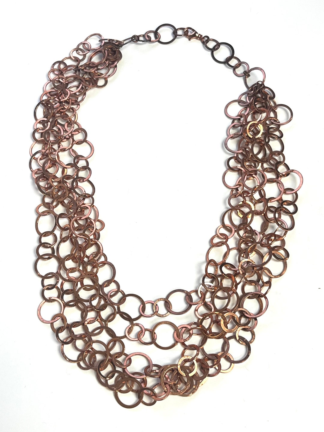 Vintage Copper Necklace, Chained Necklace, Chain Link Necklace, Multi ...