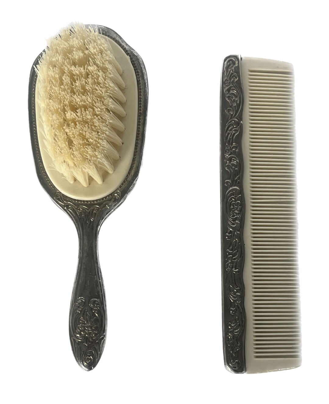 Vintage Silver Brush and Comb, Small Brush and Comb Set, Vintage Brush ...