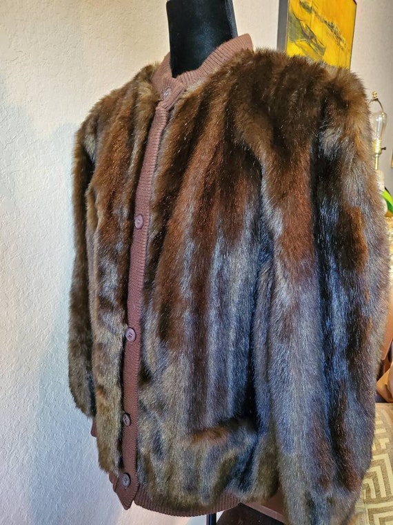 LILLI ANN Faux Fur, Brown Mink Bomber Jacket, Faux Mi… - Gem