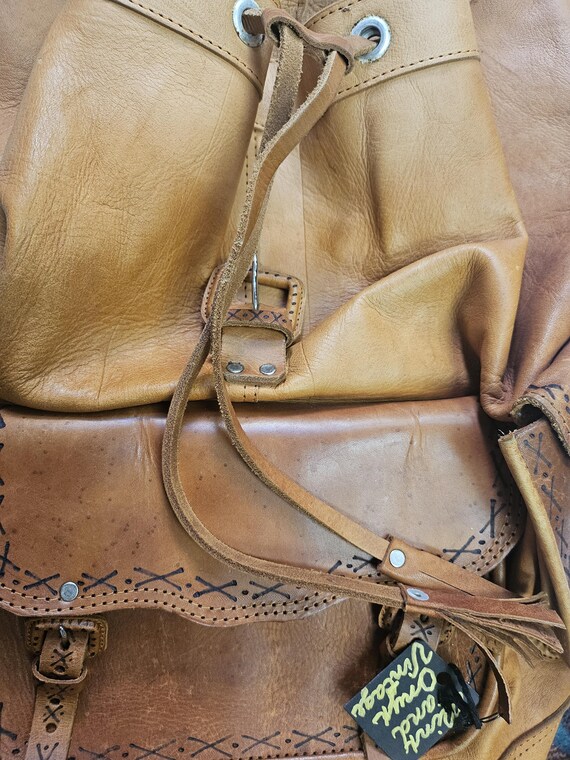 Leather Backpack PENNY Monogram, Vintage Leather Larg… - Gem