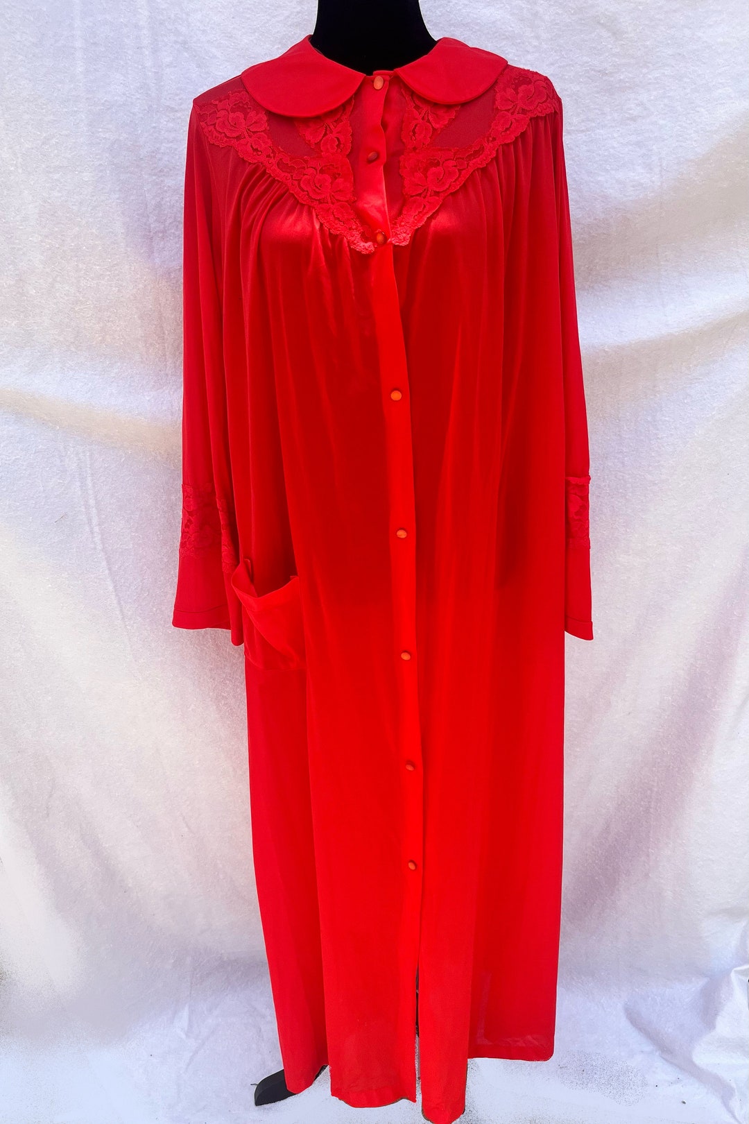 Red Maxi Dress, Cherry Red Lingerie, Vintage Lingerie, Nylon Robe ...